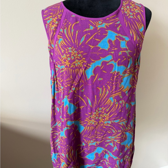 CAbi | Tops | Cabi Large Purple Blue Floral Sleeveless Large | Poshmark